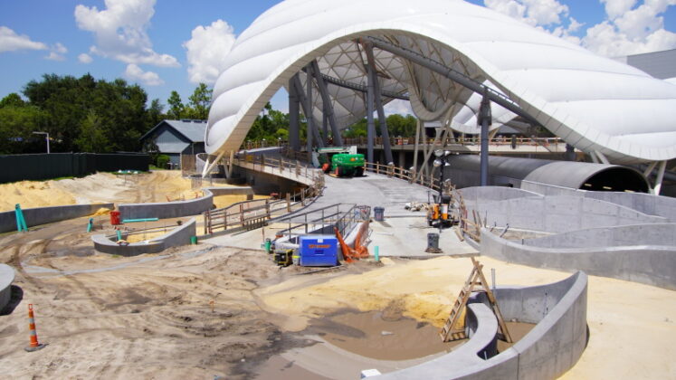 Work Continues on the Front Entrance Area of TRON Lightcycle Run ...