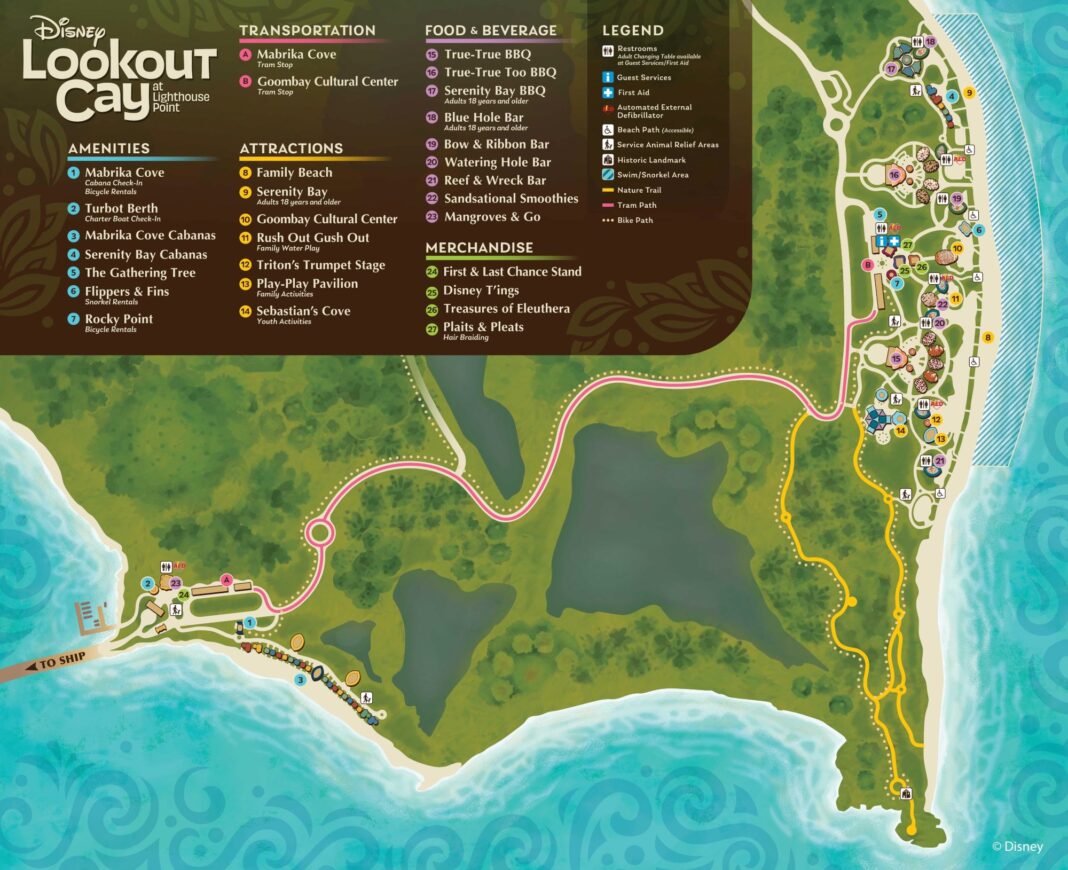 Full Map of Disney Lookout Cay at Lighthouse Point - Notes from Neverland